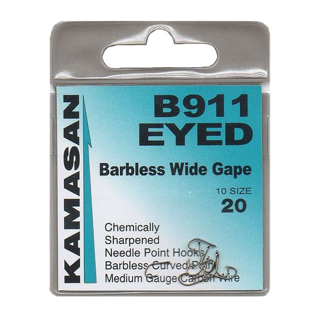 Kamasan B911 Wide Gape Eyed Hooks - Barbless