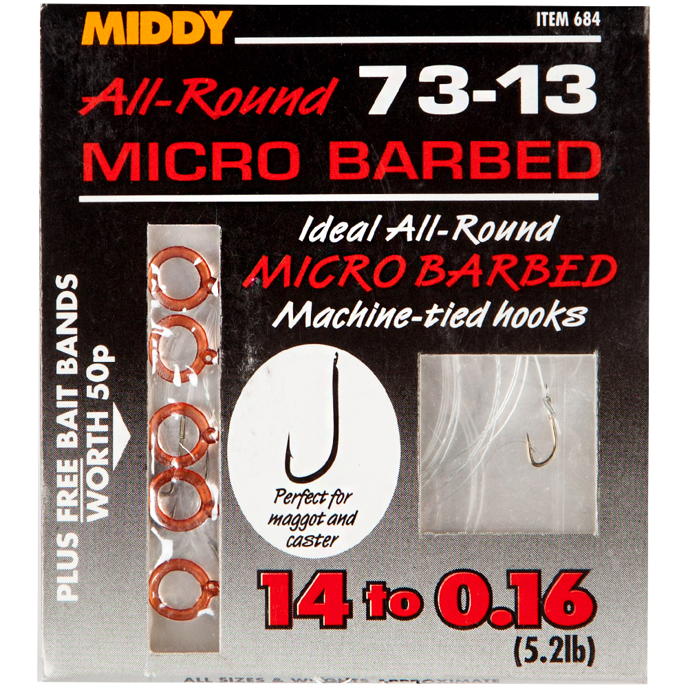 Middy 73-13 All-Round Micro Barbed Hooks To Nylon