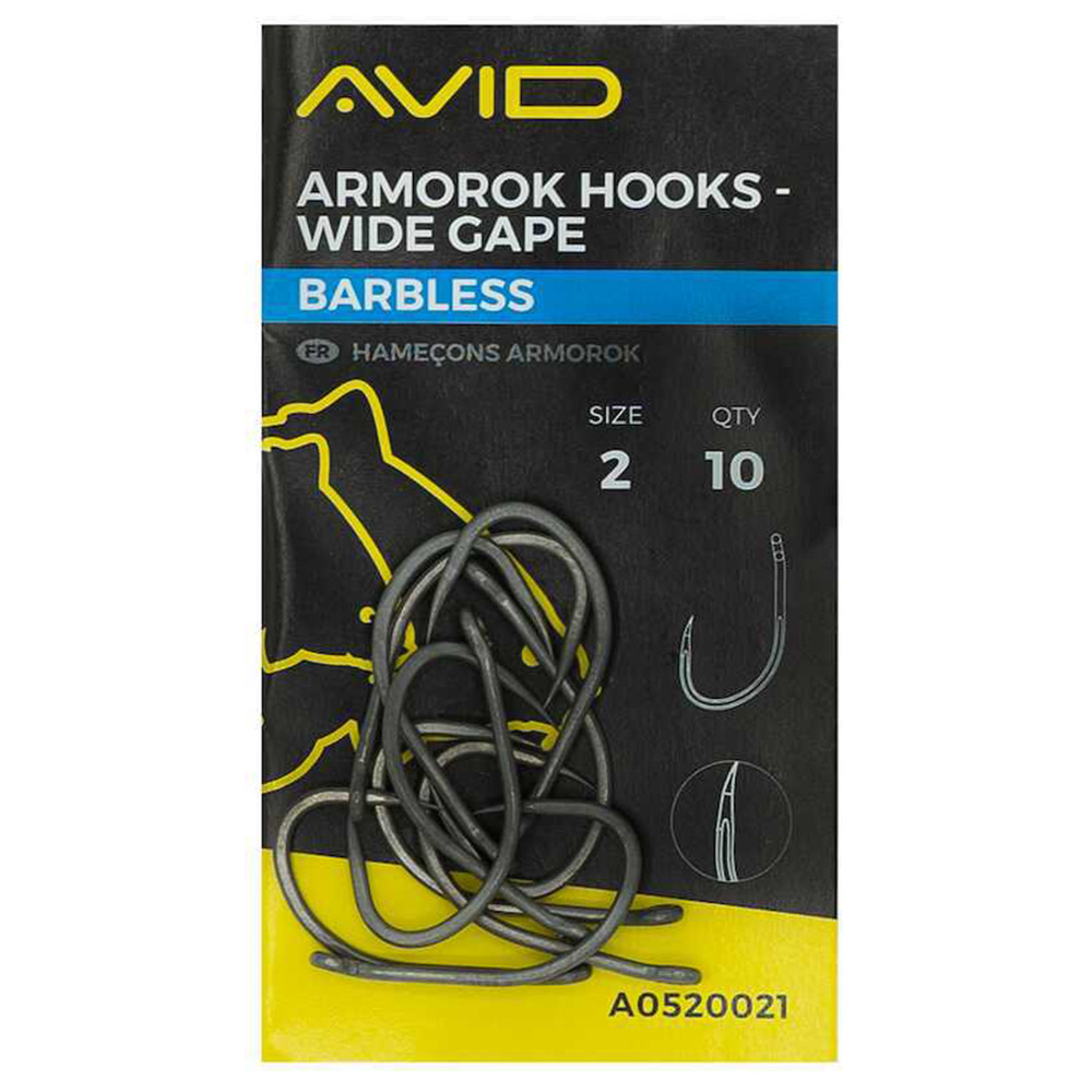 Avid Carp Armorok Wide Gape Hooks - Barbless