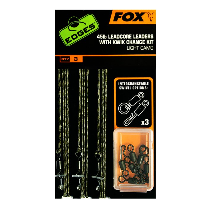Fox Edges Leadcore Leaders with Kwik Change Kit