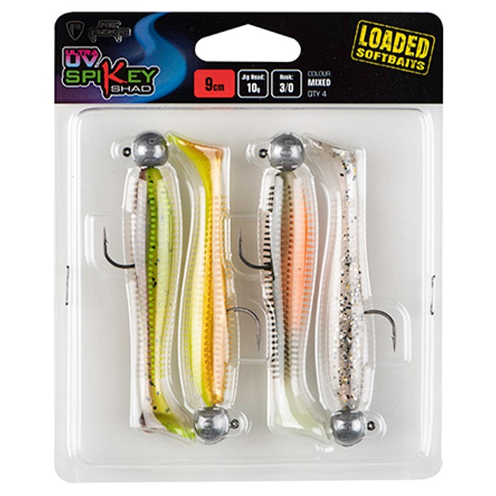 Fox Rage Ultra UV Spikey Shad Mixed Colour Loaded Fishing Lure Pack