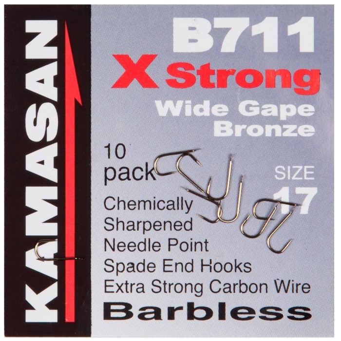 Kamasan B711 X-Strong Wide Gape Barbless Hooks