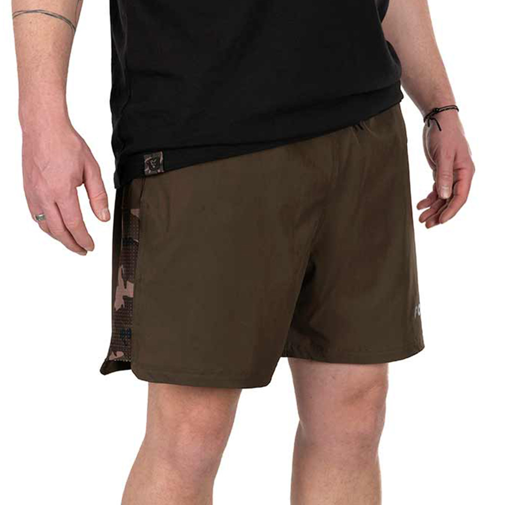 Fox Camo Logo Khaki Swim Shorts | Carp Fishing Clothing | Angling Direct