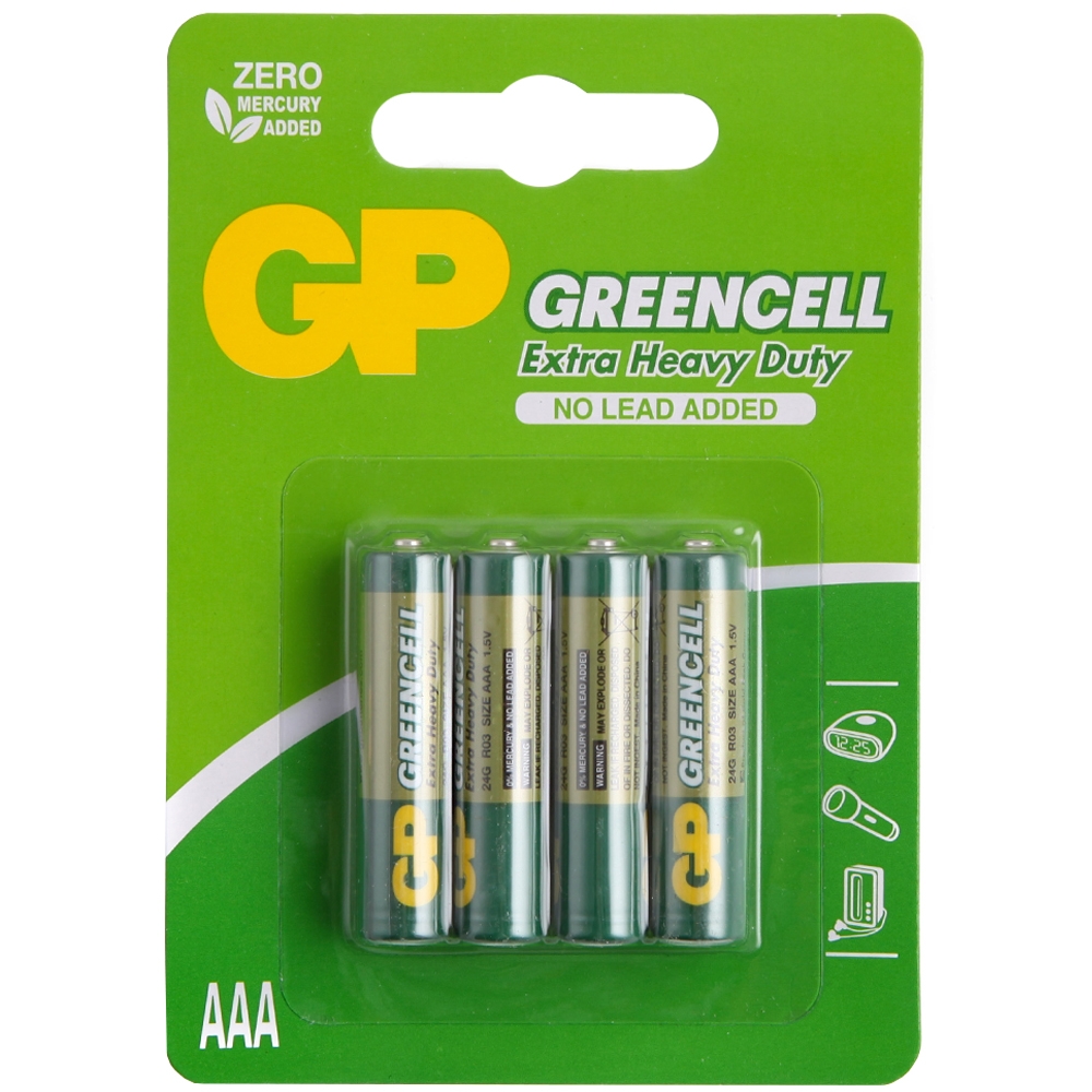 GP Greencell Batteries AAA 4 Pack