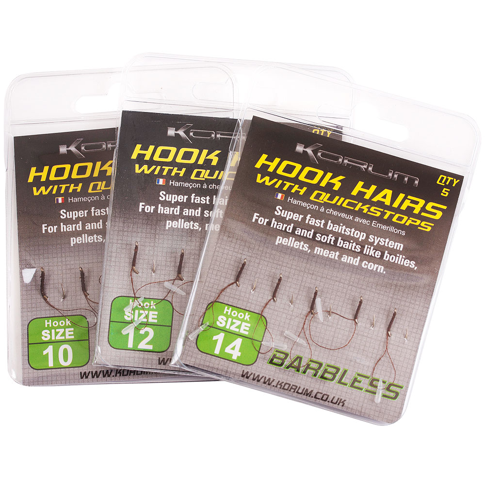 Korum Barbless Hook Hairs with Quickstops