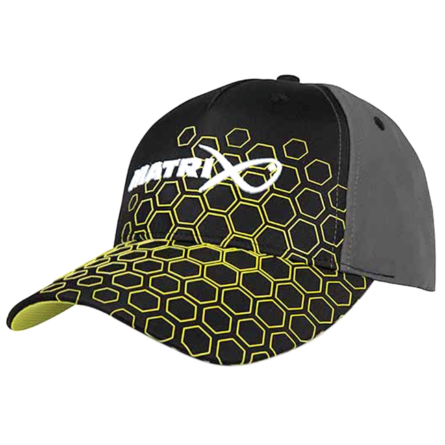 Matrix Hex Print Black Baseball Cap | Coarse Fishing Caps | Angling Direct