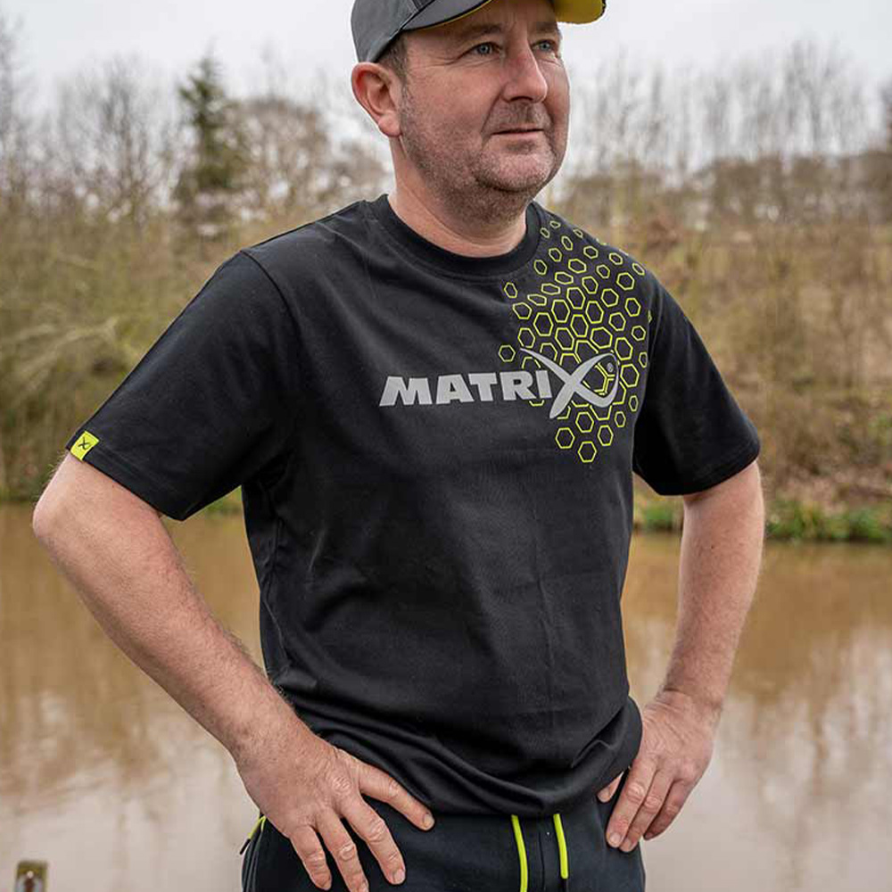 Matrix Hex Print Black T-Shirt | Fishing T Shirts | Angling Direct