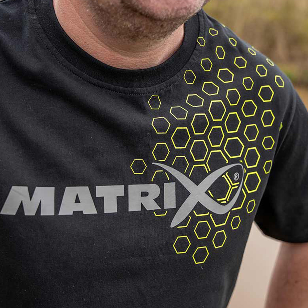 Matrix Hex Print Black T-Shirt | Fishing T Shirts | Angling Direct